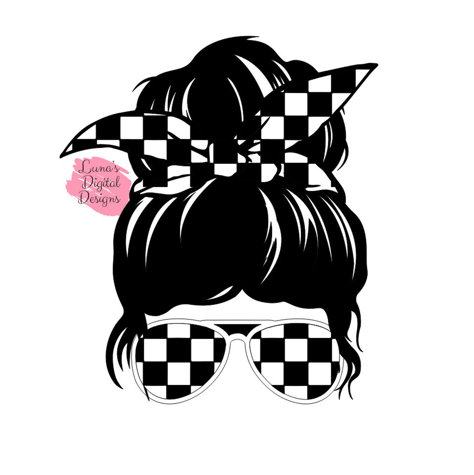 Black and White Checker Print, Mom Messy Bun, Mom Life, Messy Bun, Boy ...