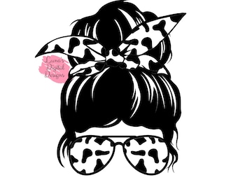 Messy Bun Cow Print Svg - Etsy