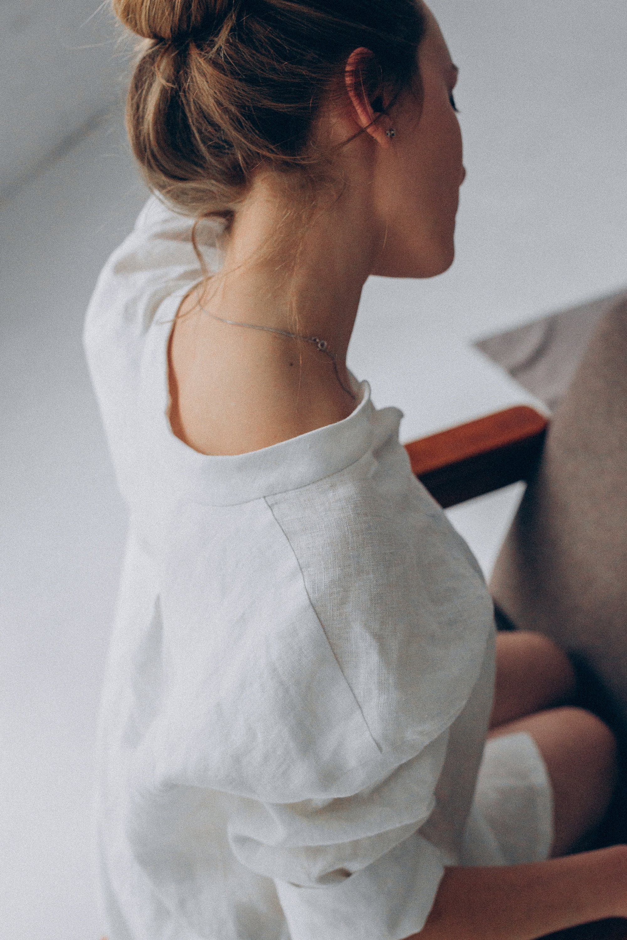 Off White Beach Cover up Linen Shirt, Button Down Linen Blouse ...