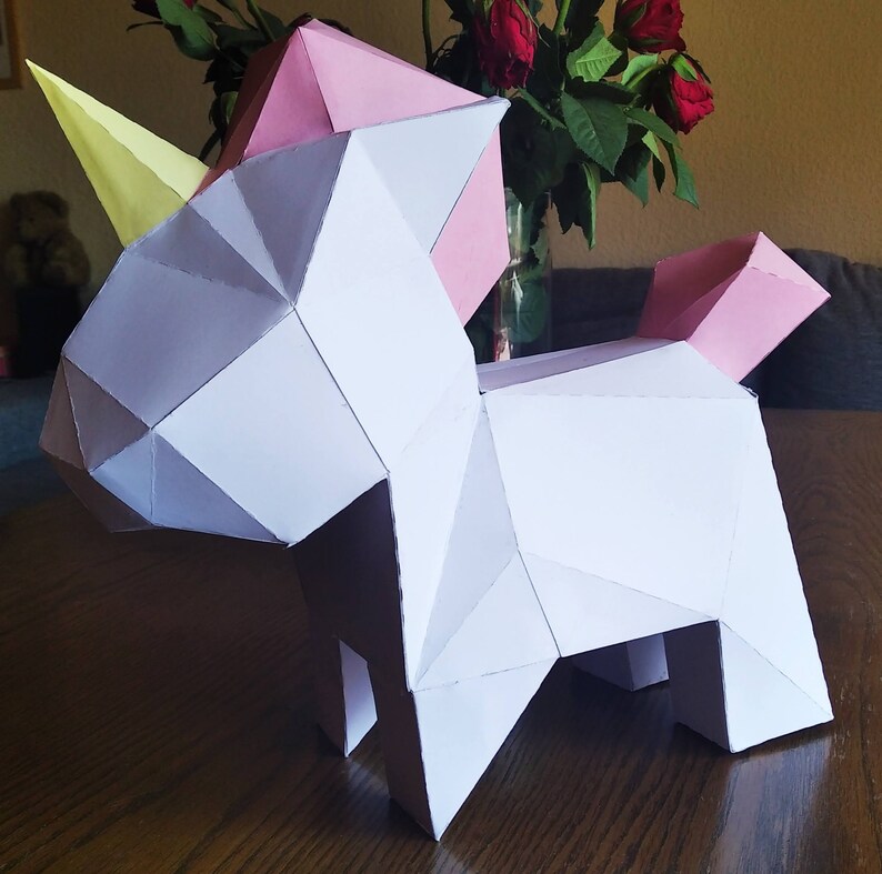 Unicorn DIY 3D Papercraft, Pdf Template - Etsy