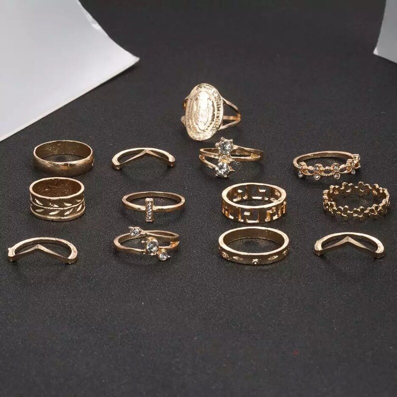 13 Pcs Set Boho Style Jewelry Rings. Knuckle Rings Set. Golden - Etsy