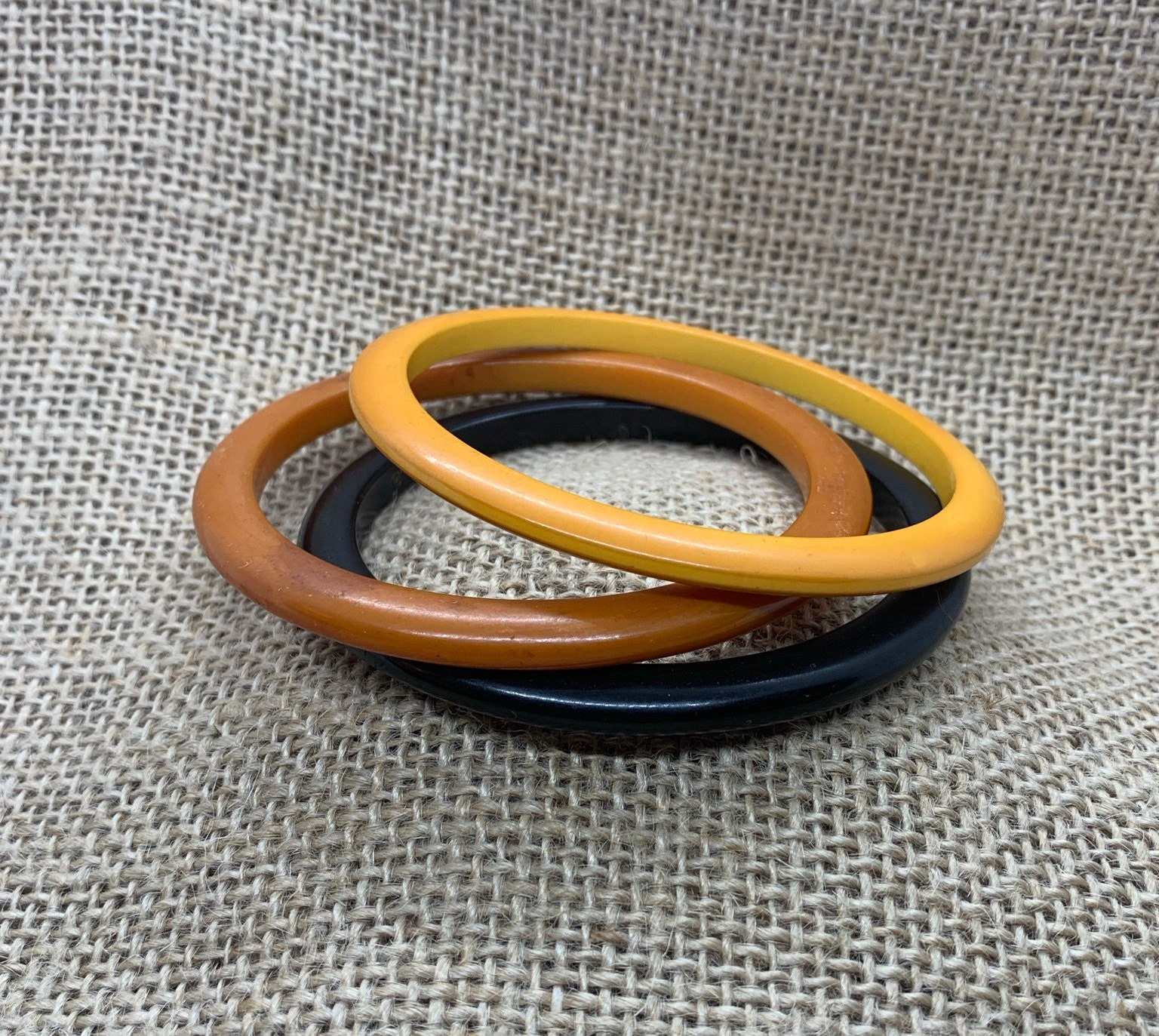 Vintage Bakelite Bangle, Vintage Spacers, Yellow Bangles, Brown Bangles ...