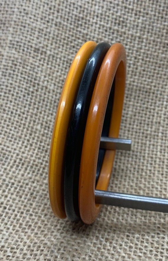 Vintage Bakelite Bangle, Vintage Spacers, Yellow bang… - Gem