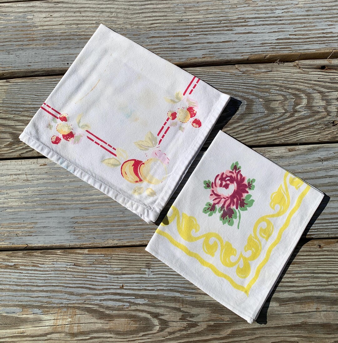 Vintage 1950s Floral Napkins, Kitchen Tea Towel Set - Etsy