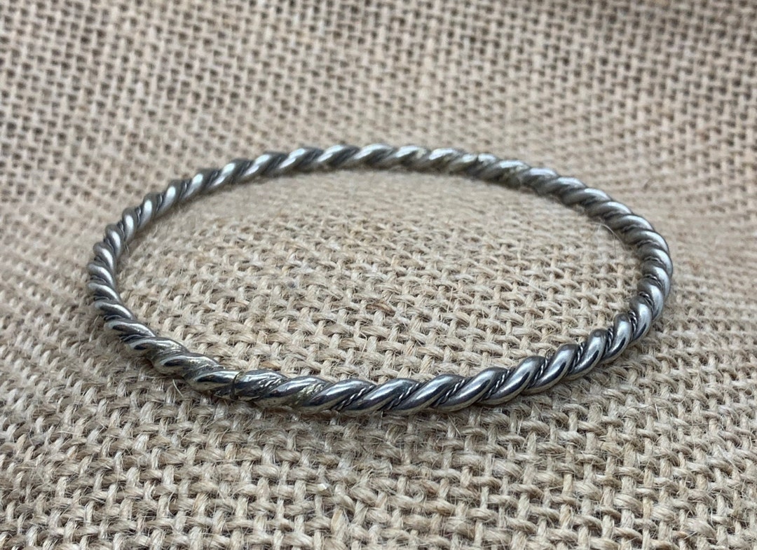 Mexico Trade Silver Twisted Rope Bangle, Rope Bangle, Handmade Bangle ...