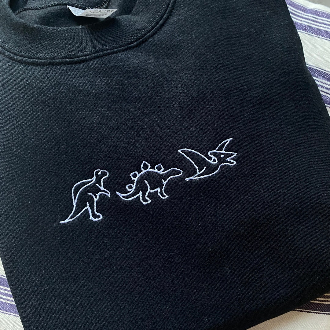 Dinosaurs Embroidered Sweatshirt, Unisex, Oversized, Crewneck, Dinosaur ...