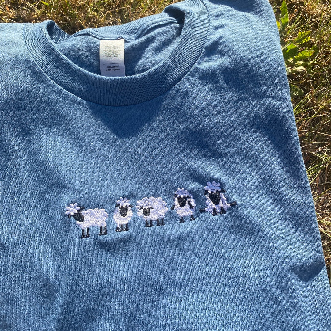 Sheep Embroidered Tshirt, Farm, Animals, Unisex, Oversized, Countryside ...