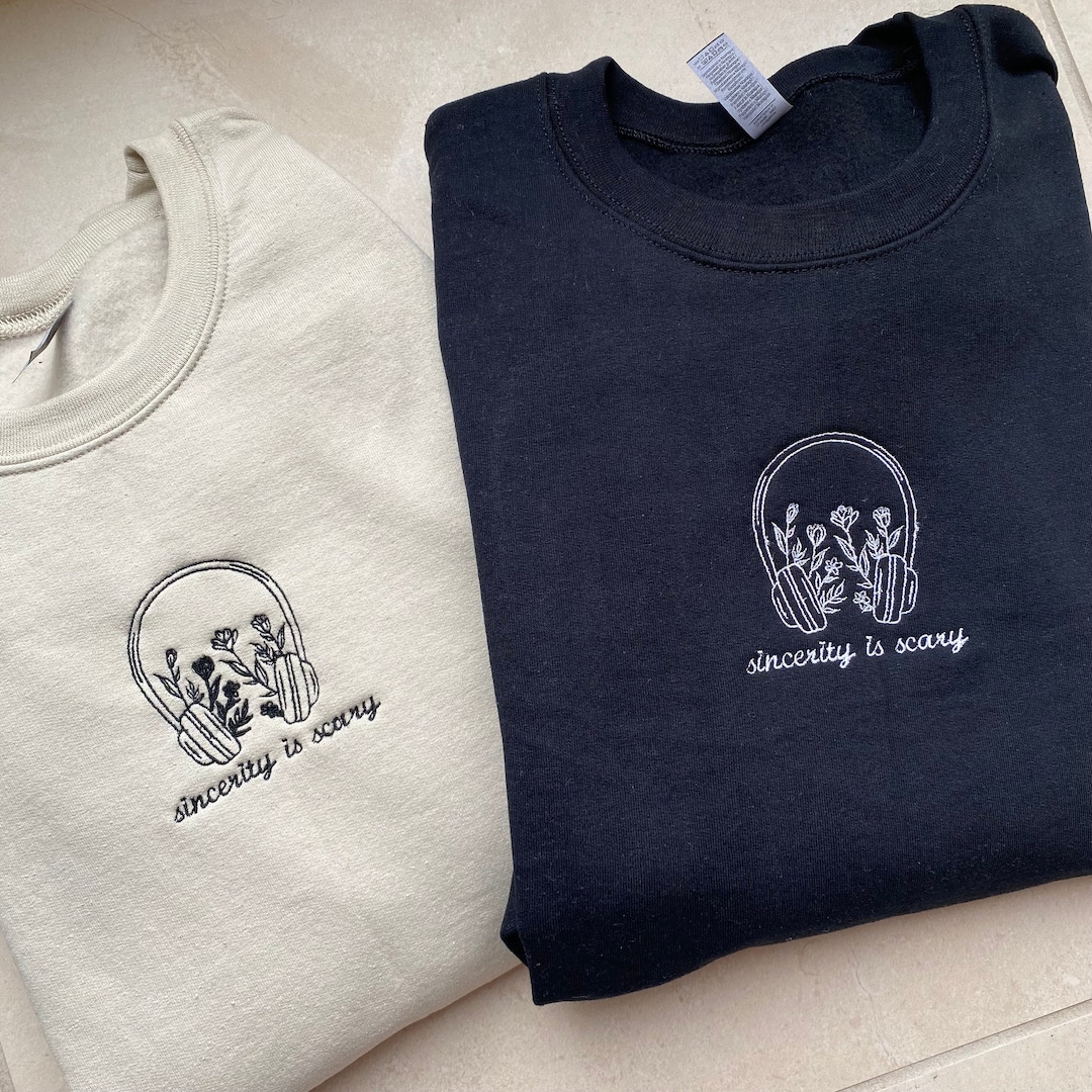 Sincerity is Scary Embroidered Sweatshirt, Unisex, Oversized, Crewneck ...