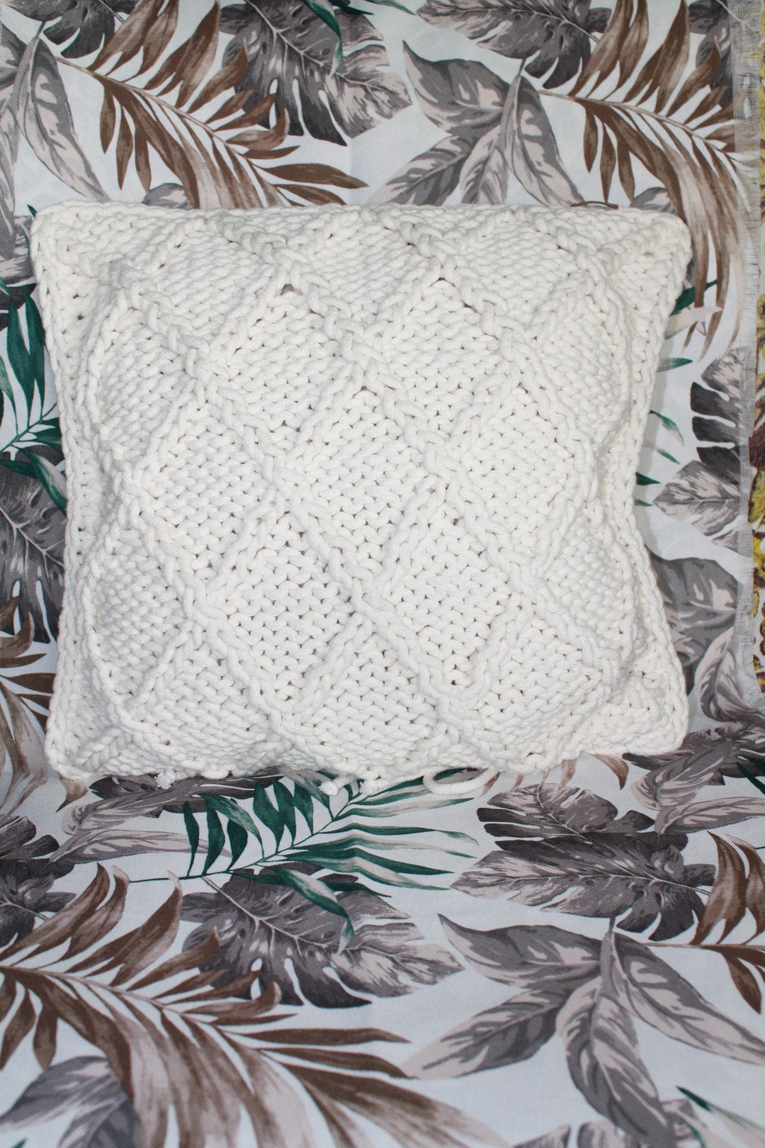 Knitted Cushion Cover Made of 100% Cotton Handmade, Pillowcase - Etsy