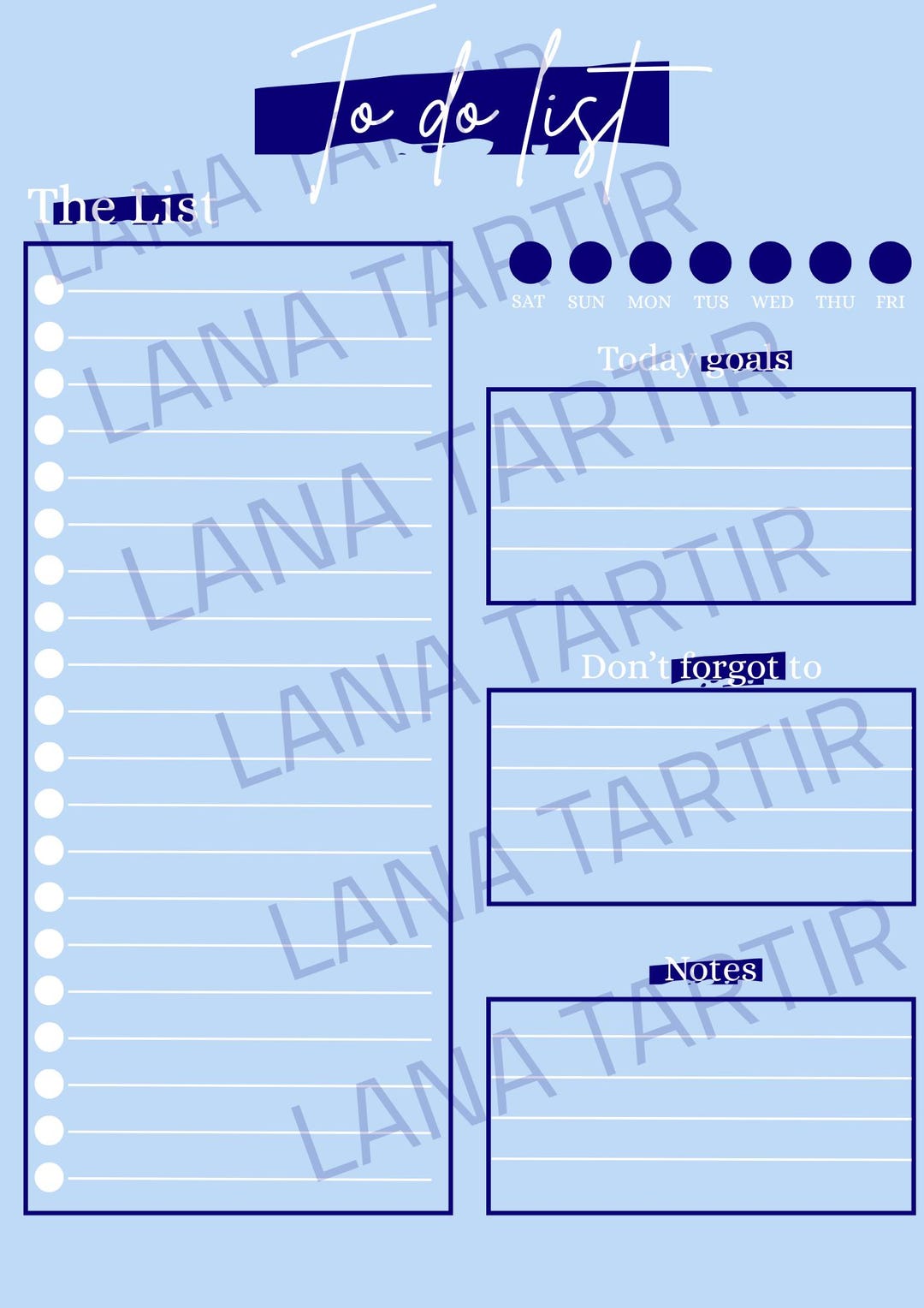 Blue To-do List Printable | Minimal Daily Planner | Digital Download ...