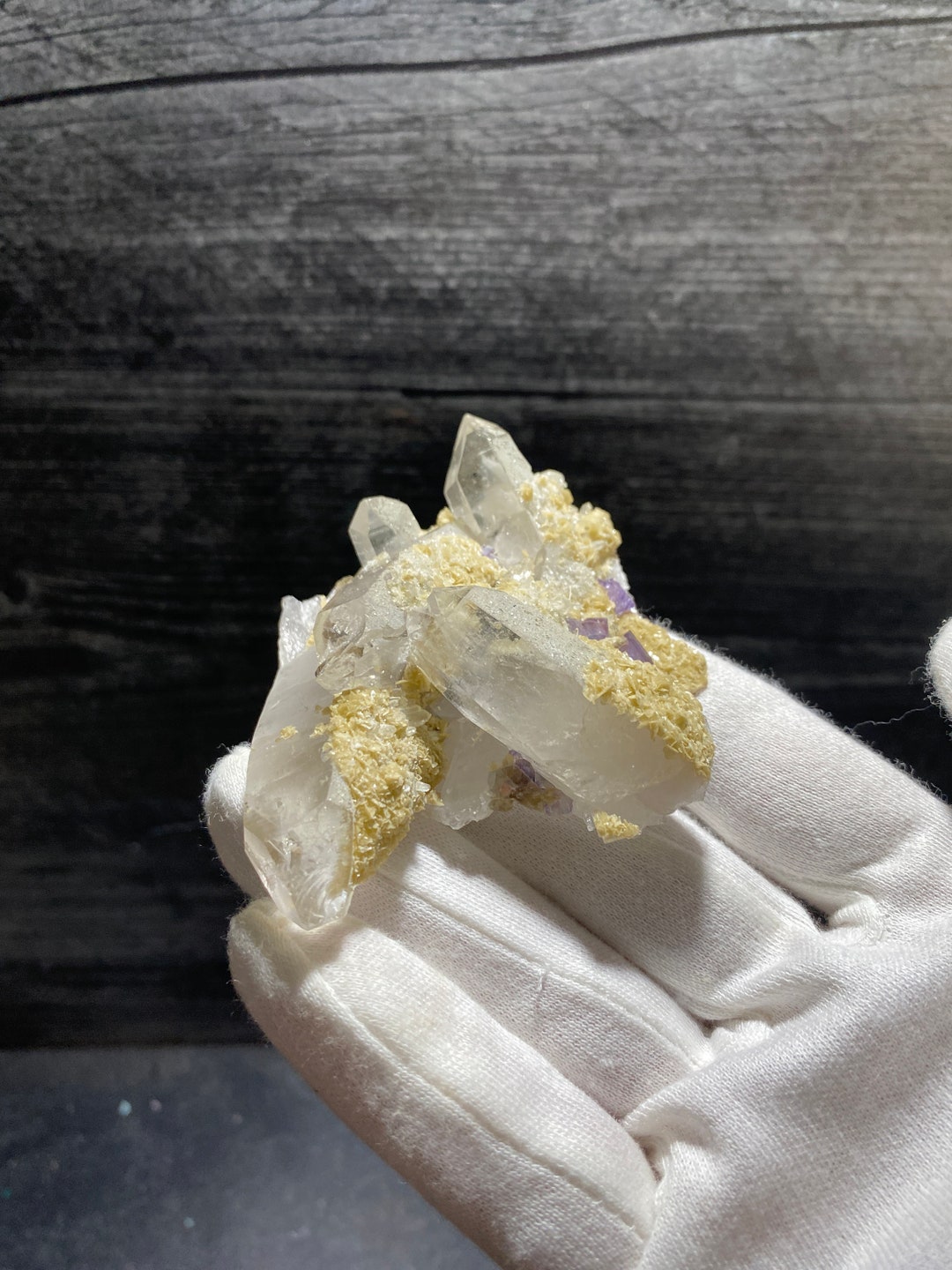 Quartz Crystal Clusters on Matrix With Clear Purple Phantom Fluorite ...