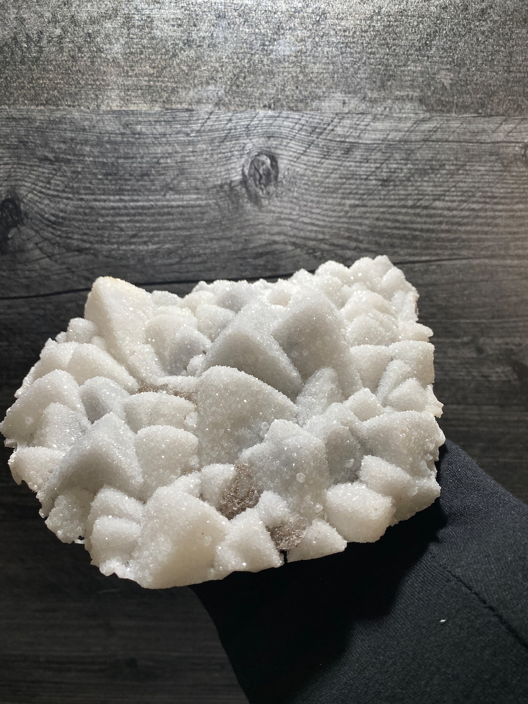 White Quartz Crystal Clusters Over Calcite & Quartz Matrix Mineral ...