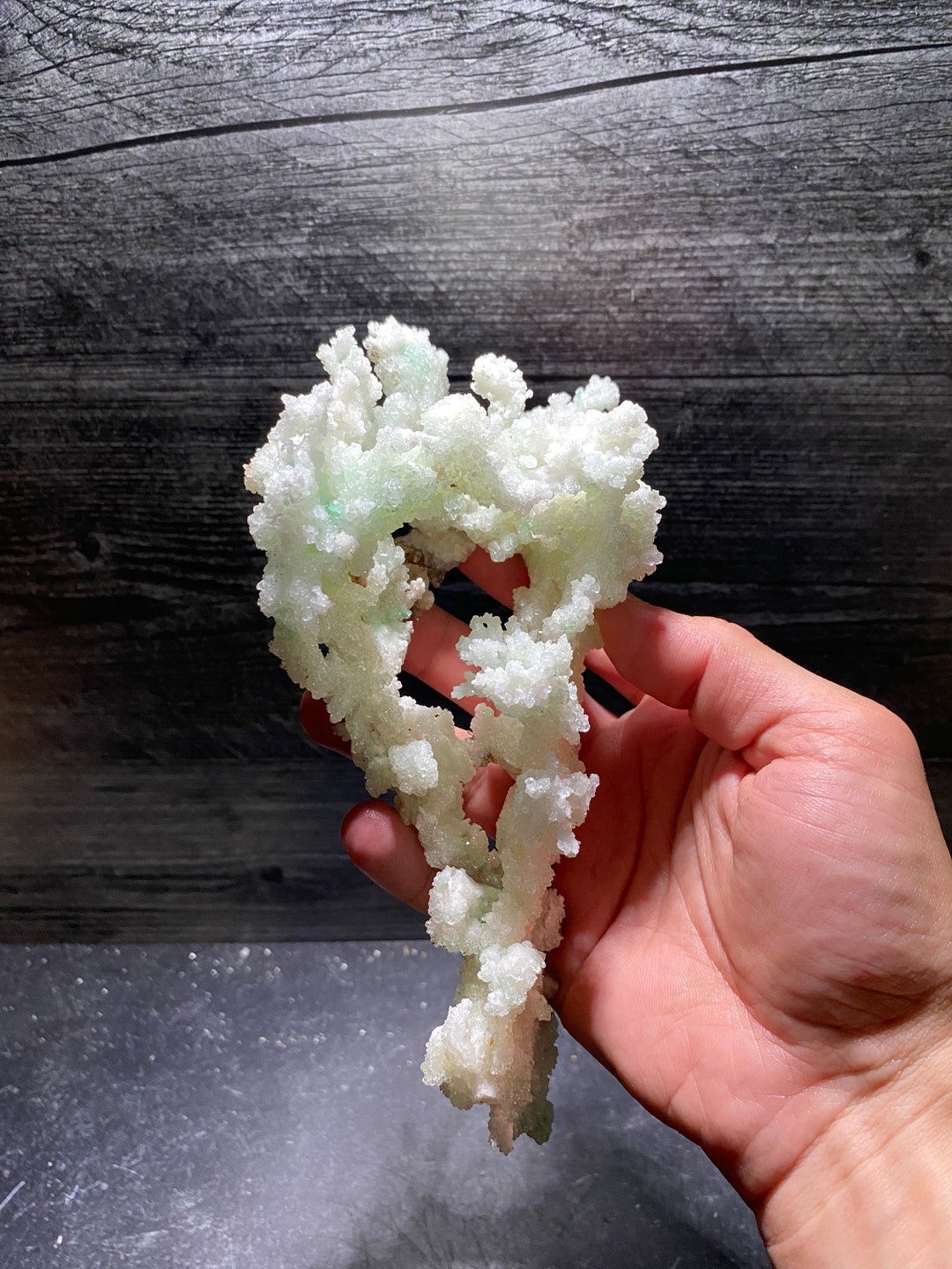 Selenite Crystal Cluster | Green Malachite Inclusions, Mineral Specimen ...