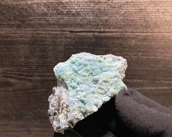 Blue Botryoidal Gibbsite Mineral on Matrix With White Aragonite Trace ...