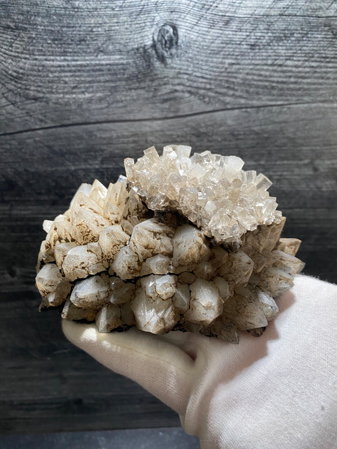 Columnar Calcite Crystal Clusters on Matrix With Quartz Crystals ...