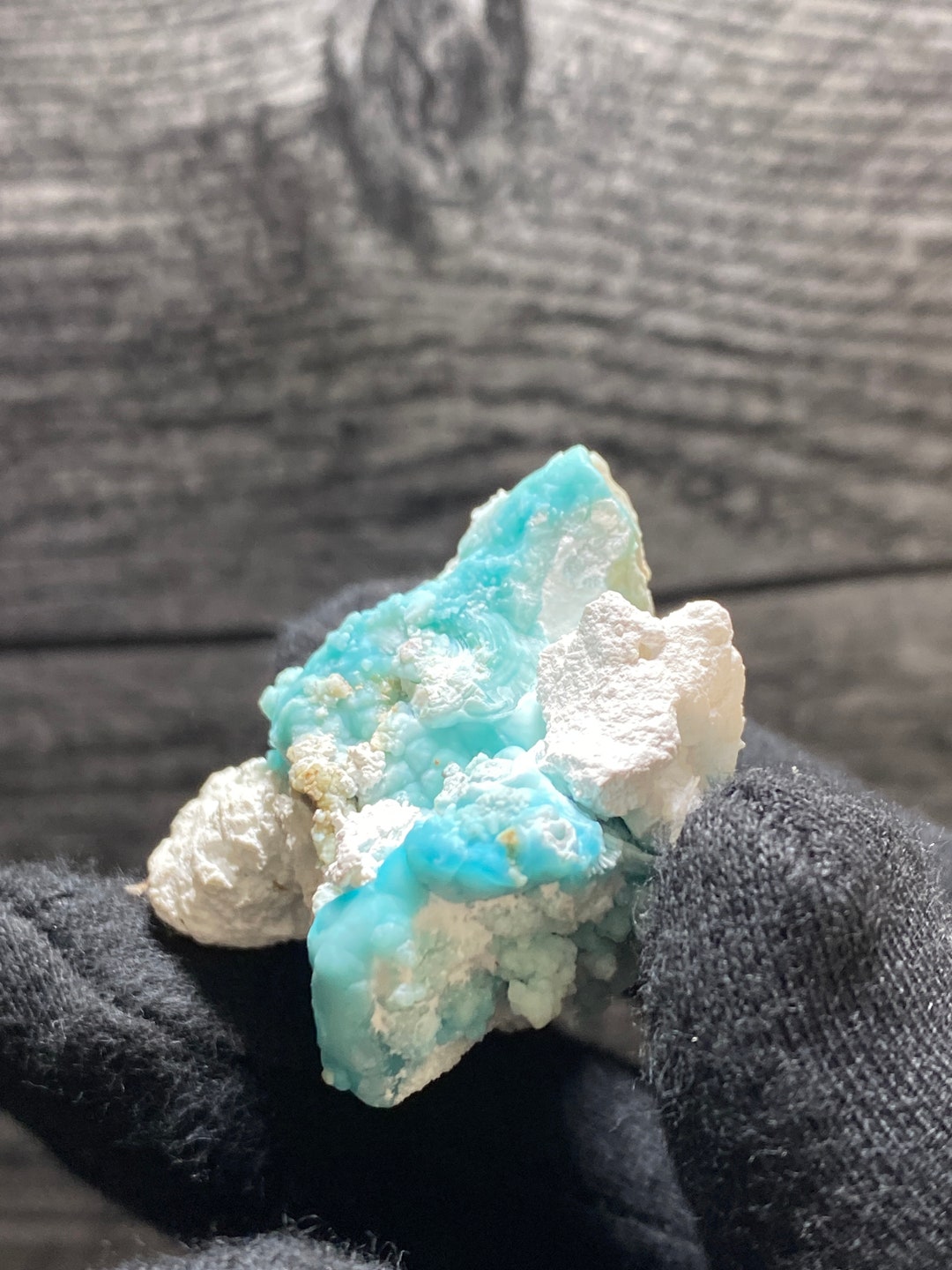 Blue Gibbsite Mineral on Matrix With White Aragonite Trace Mineral ...