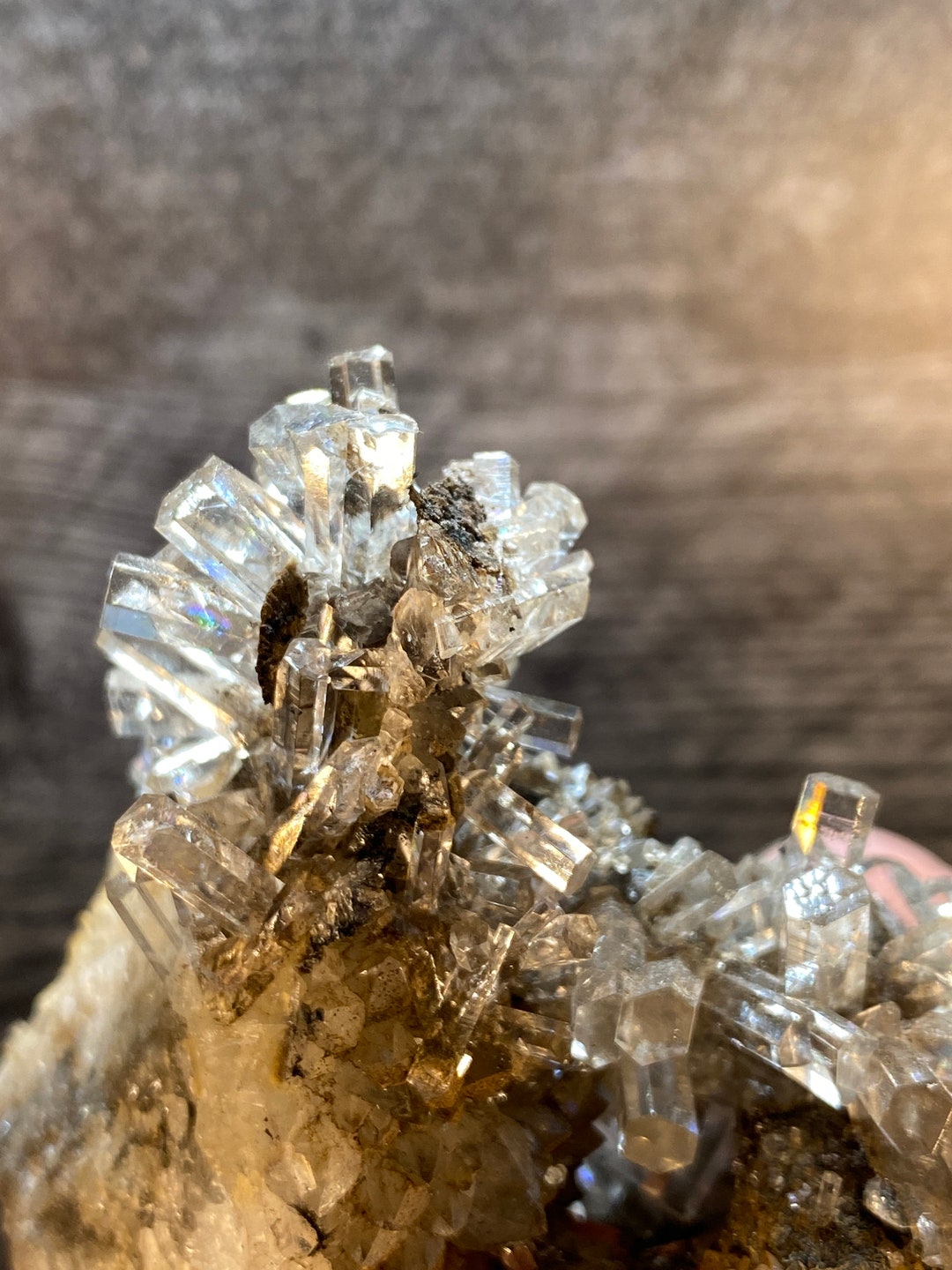 Columnar Calcite Crystal Clusters on Matrix | Hexagonal Clear Optical ...