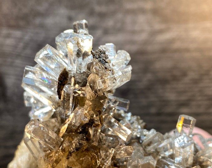 Columnar Calcite Crystal Clusters on Matrix Hexagonal Clear Optical ...