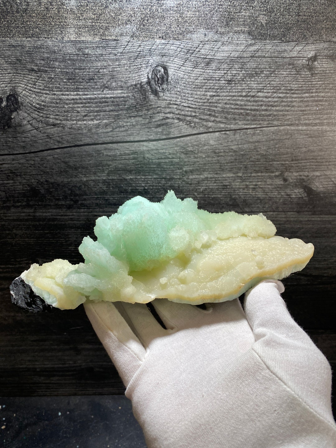 Sea Foam & Yellow Acicular Aragonite Crystal Clusters on Matrix Mineral ...