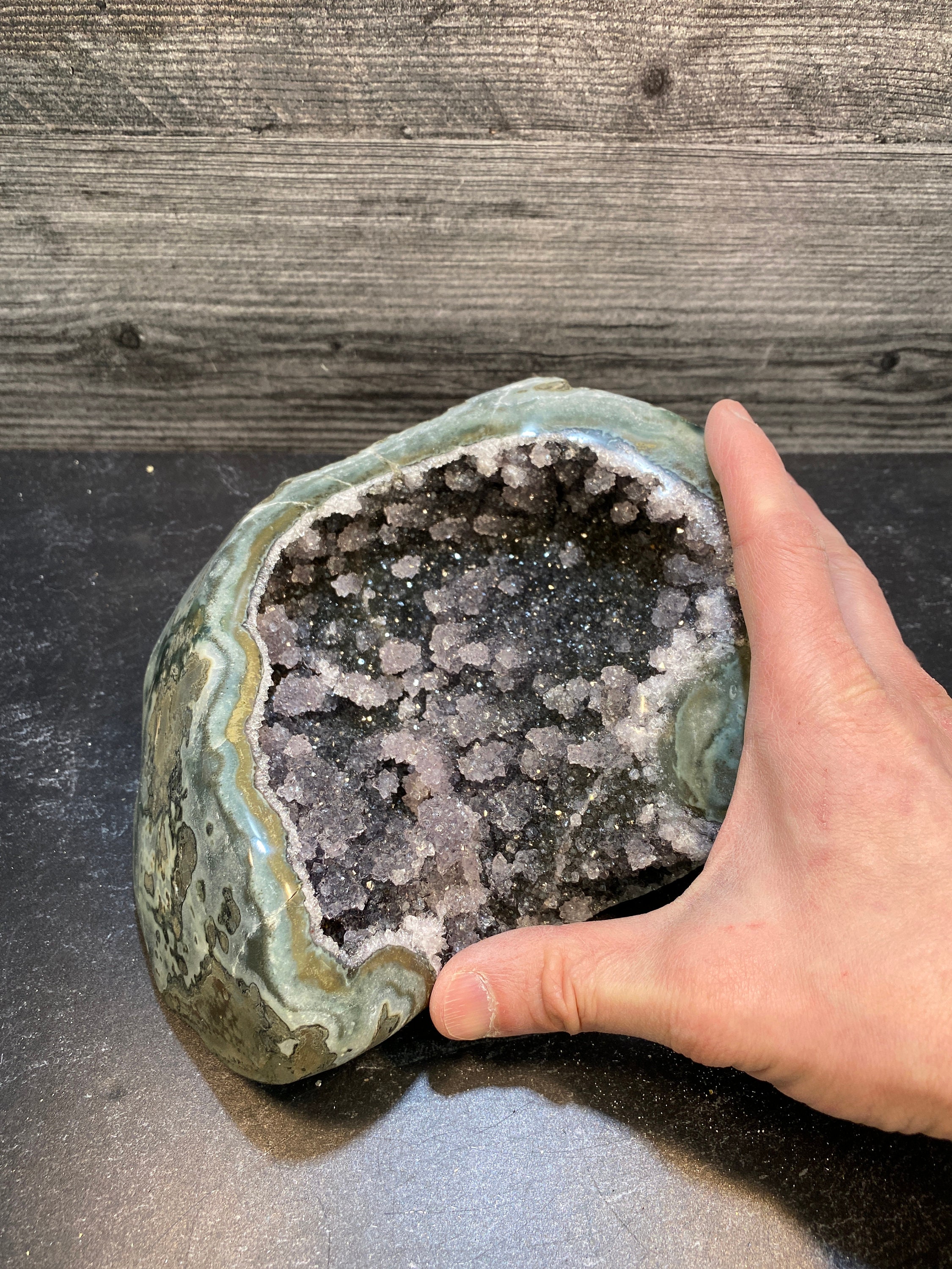 AA High Quality Black Galaxy Amethyst Stalactite Geode Crystal - Etsy UK