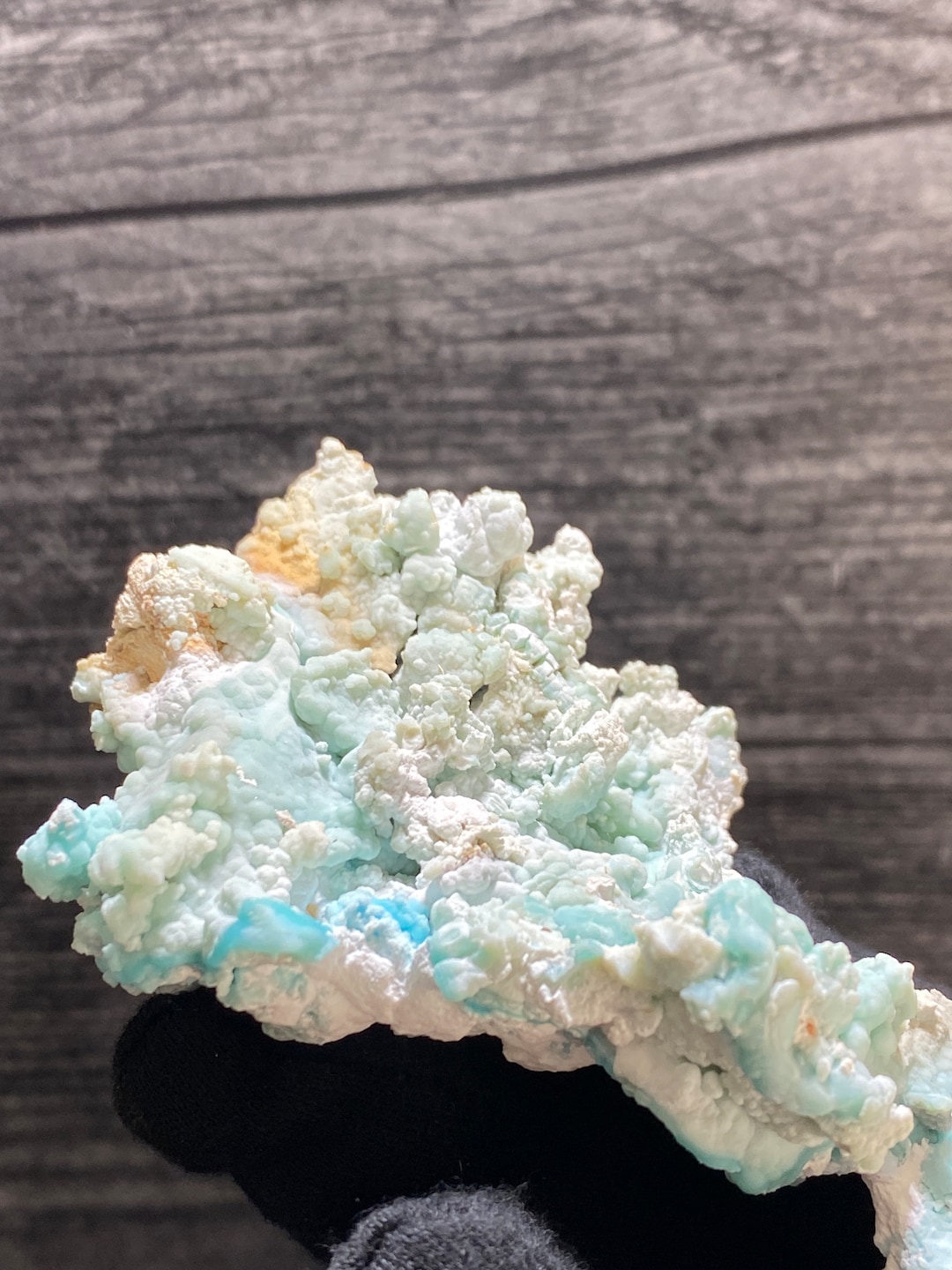 Blue Botryoidal Gibbsite Mineral on Matrix With White Aragonite Trace ...