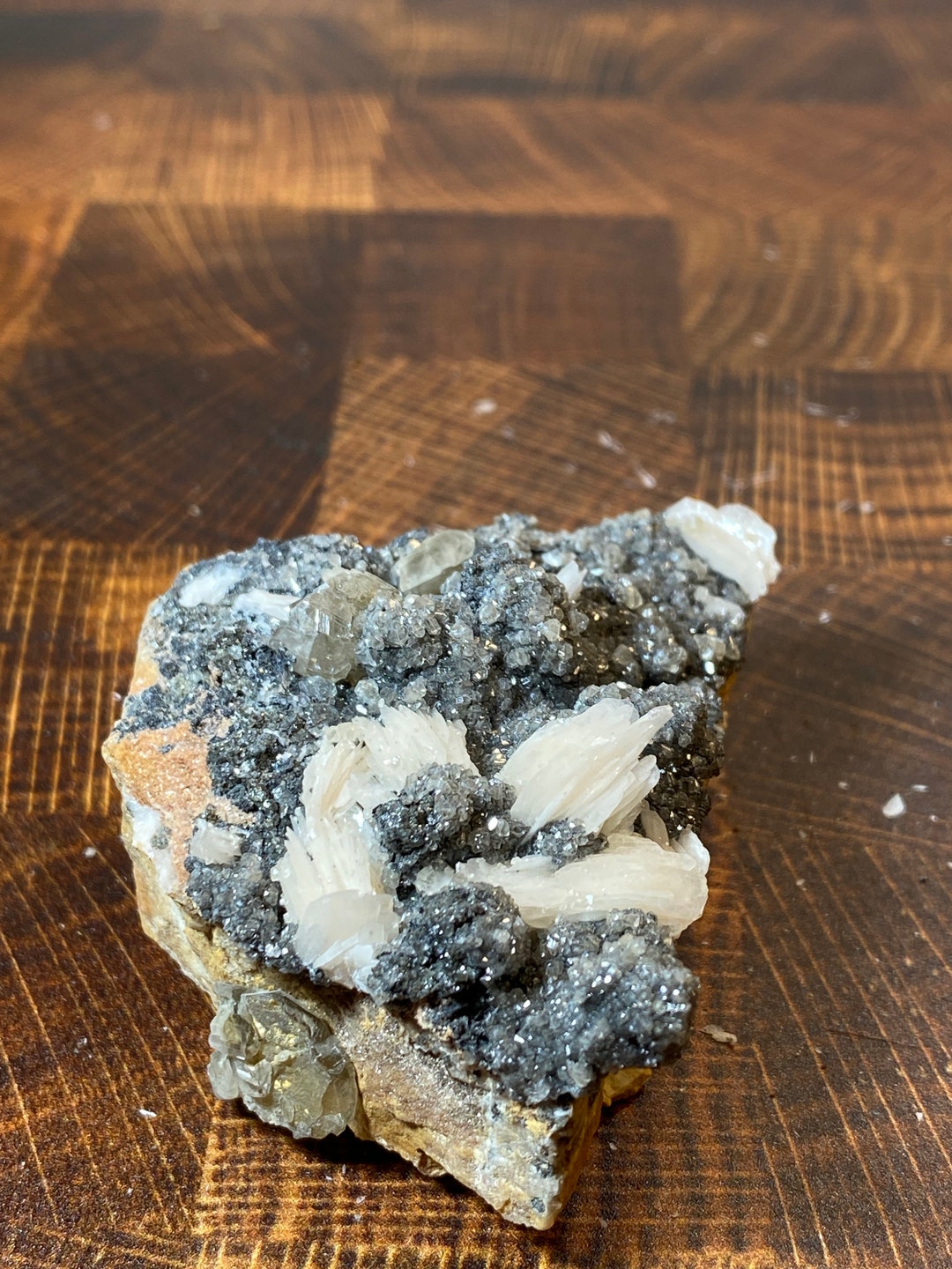 Beautiful Pink Barite Flowers With Cerussite Crystals and Metallic ...