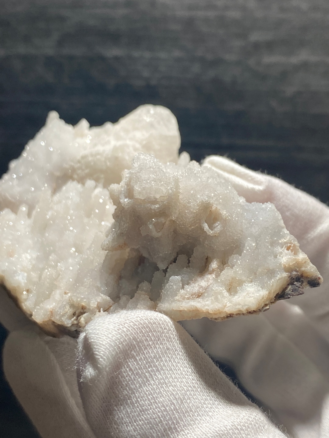 White Quartz & Chalcedony Stalactite Druzy on Matrix Mineral Specimen ...