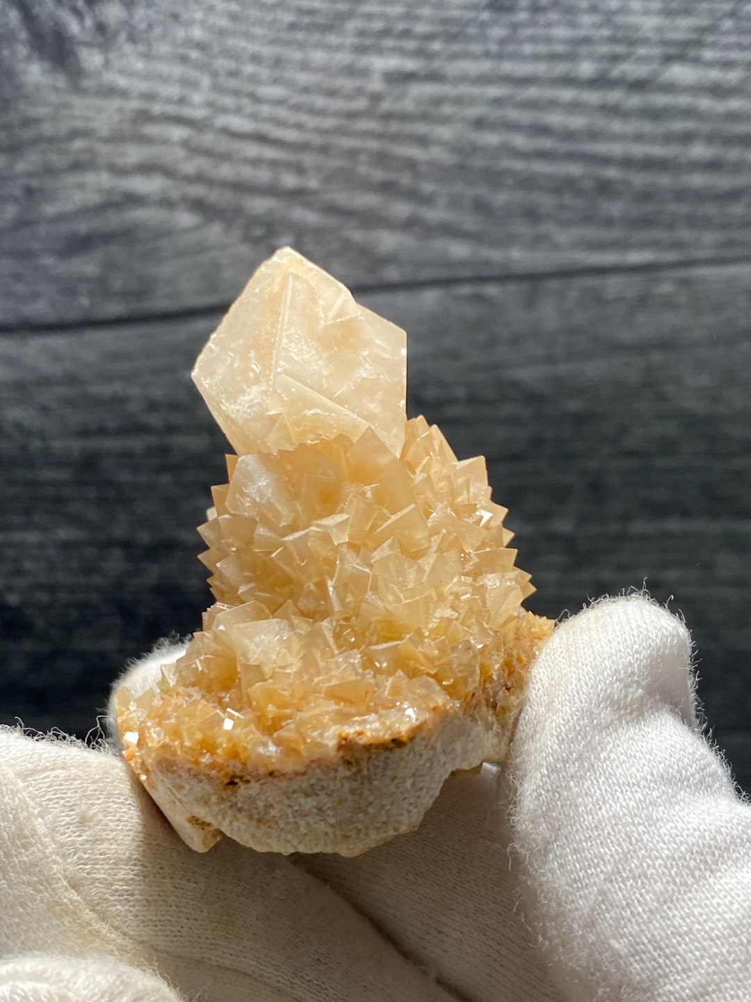 Yellow Orange Rhombic Calcite Crystal Clusters on Matrix Mineral ...