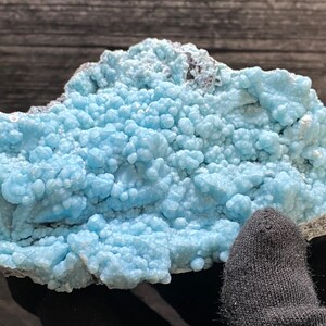 Blue Botryoidal Gibbsite Mineral on Matrix With White Aragonite Trace ...