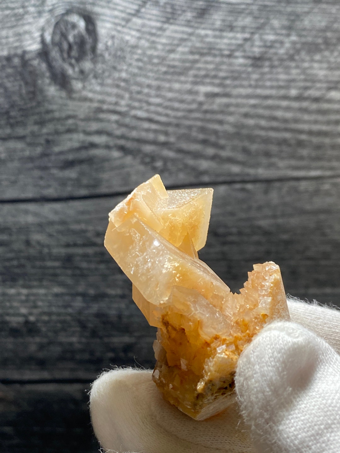 Yellow Orange Rhombic Calcite Crystal Clusters on Matrix Mineral ...