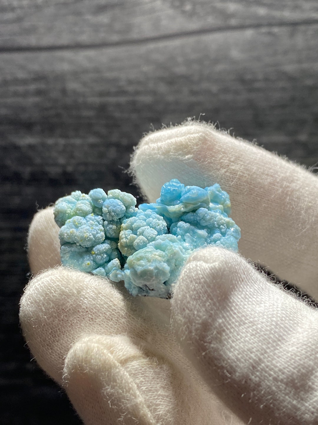 Blue Botryoidal Gibbsite Mineral on Matrix With White Aragonite Trace ...