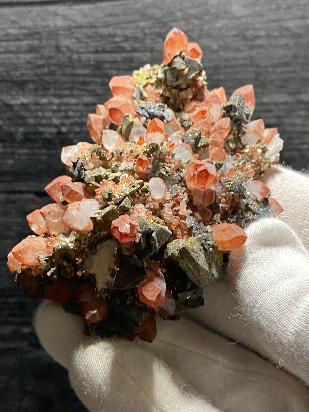 Red Hematite Included Quartz Crystals on Matrix With Chalcopyrite ...