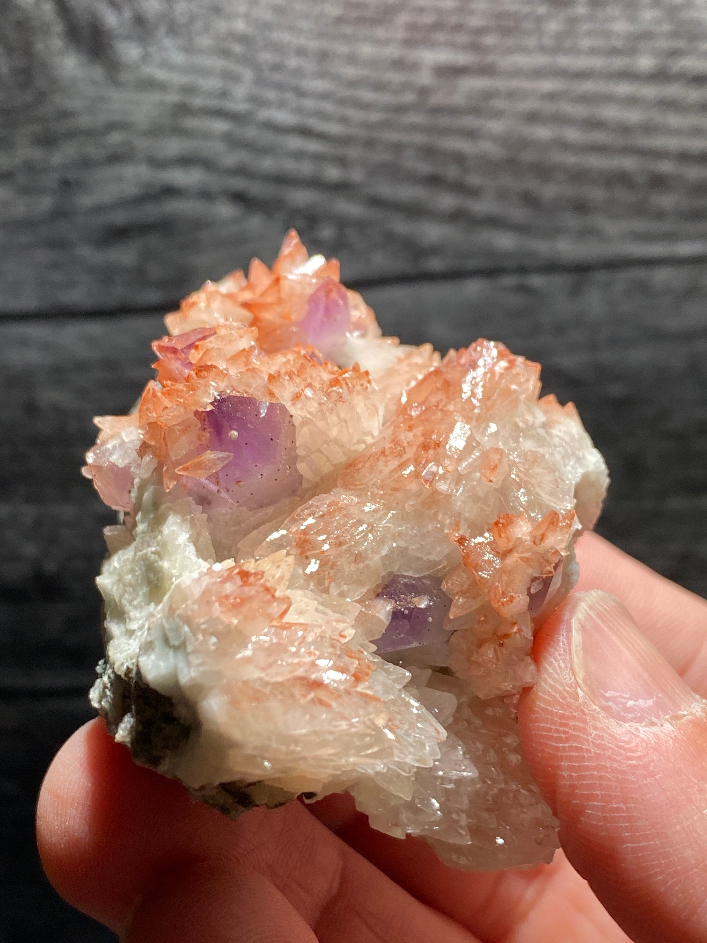 Rare Red Dragon Scale Calcite Crystal Cluster With Amethyst - Etsy