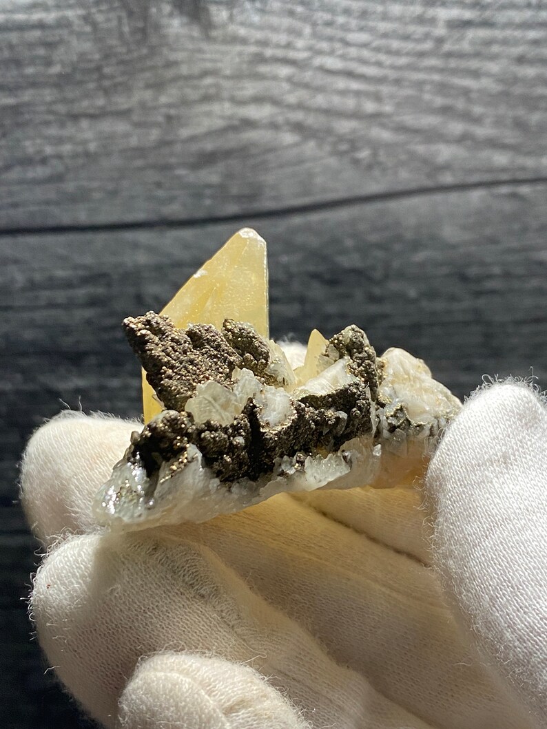 Dogtooth Calcite With Pyrite Cluster, Anhui China Mineral Specimen - Etsy