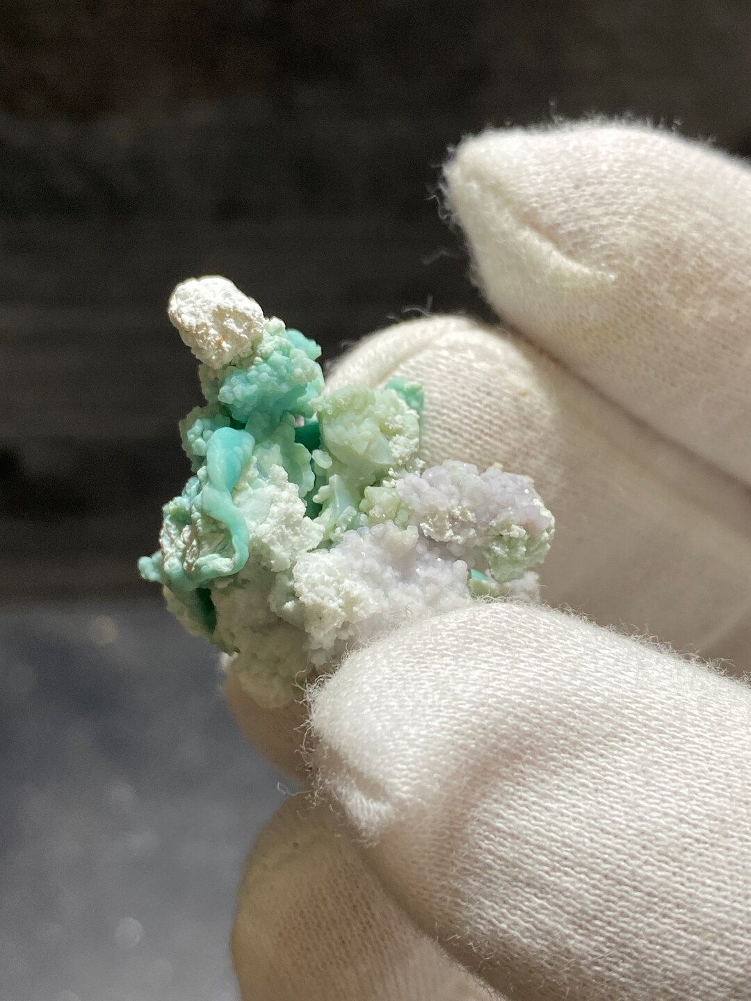 Blue Gibbsite Mineral on Matrix With White Aragonite Trace Mineral ...