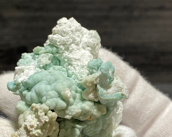 Blue Botryoidal Gibbsite Mineral on Matrix With White Aragonite Trace ...