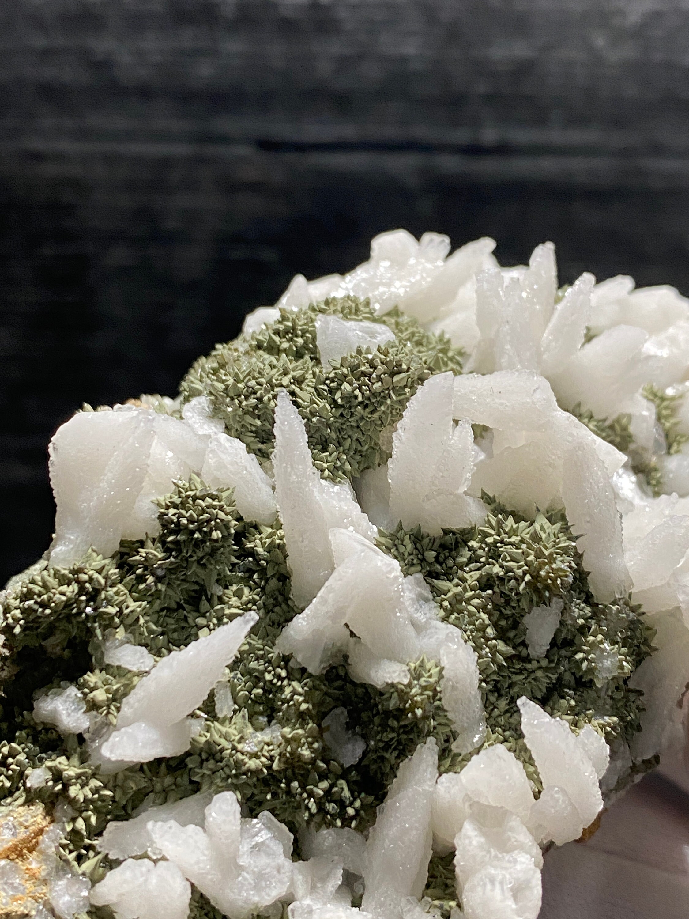 Calcite Crystal Clusters on Matrix Mineral Specimen With Green ...