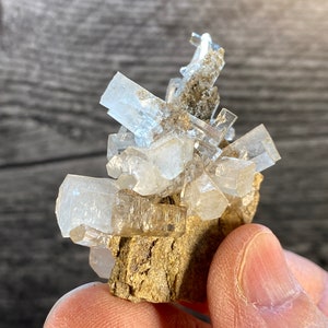 Columnar Calcite Crystal Clusters on Matrix | Hexagonal Clear Calcite ...