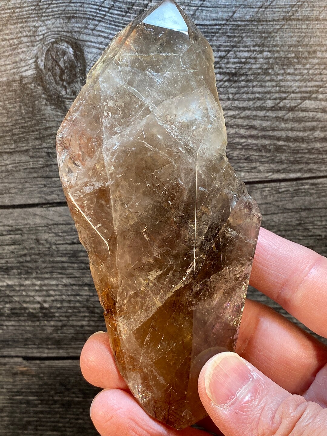 Gold Golden Rutile Rutilated Quartz Crystal Natural & Polished Sides ...