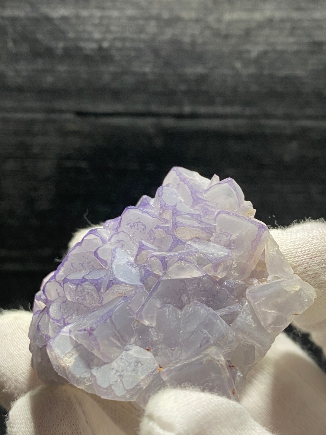Purple QR Code Fluorite Crystal Clusters With Purple Edges on Matrix ...