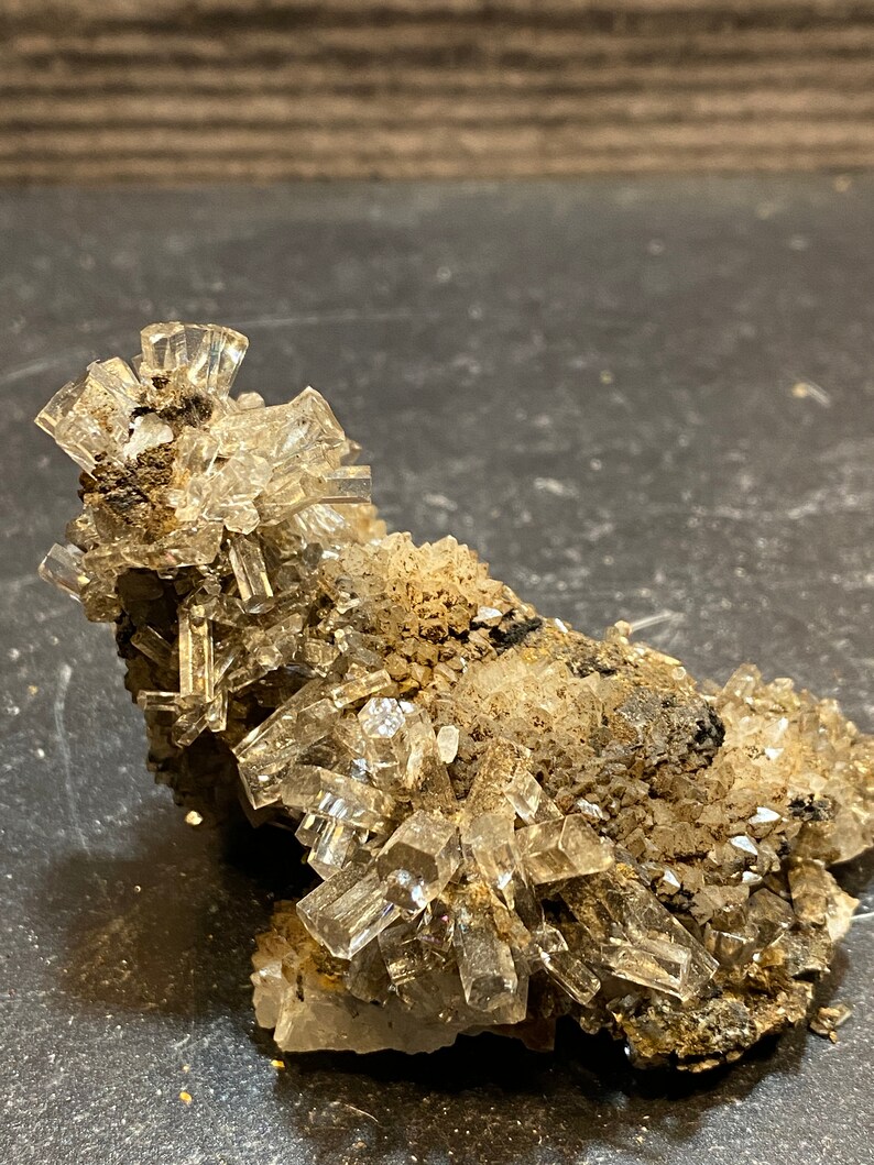 Columnar Calcite Crystal Clusters on Matrix | Hexagonal Clear Optical ...