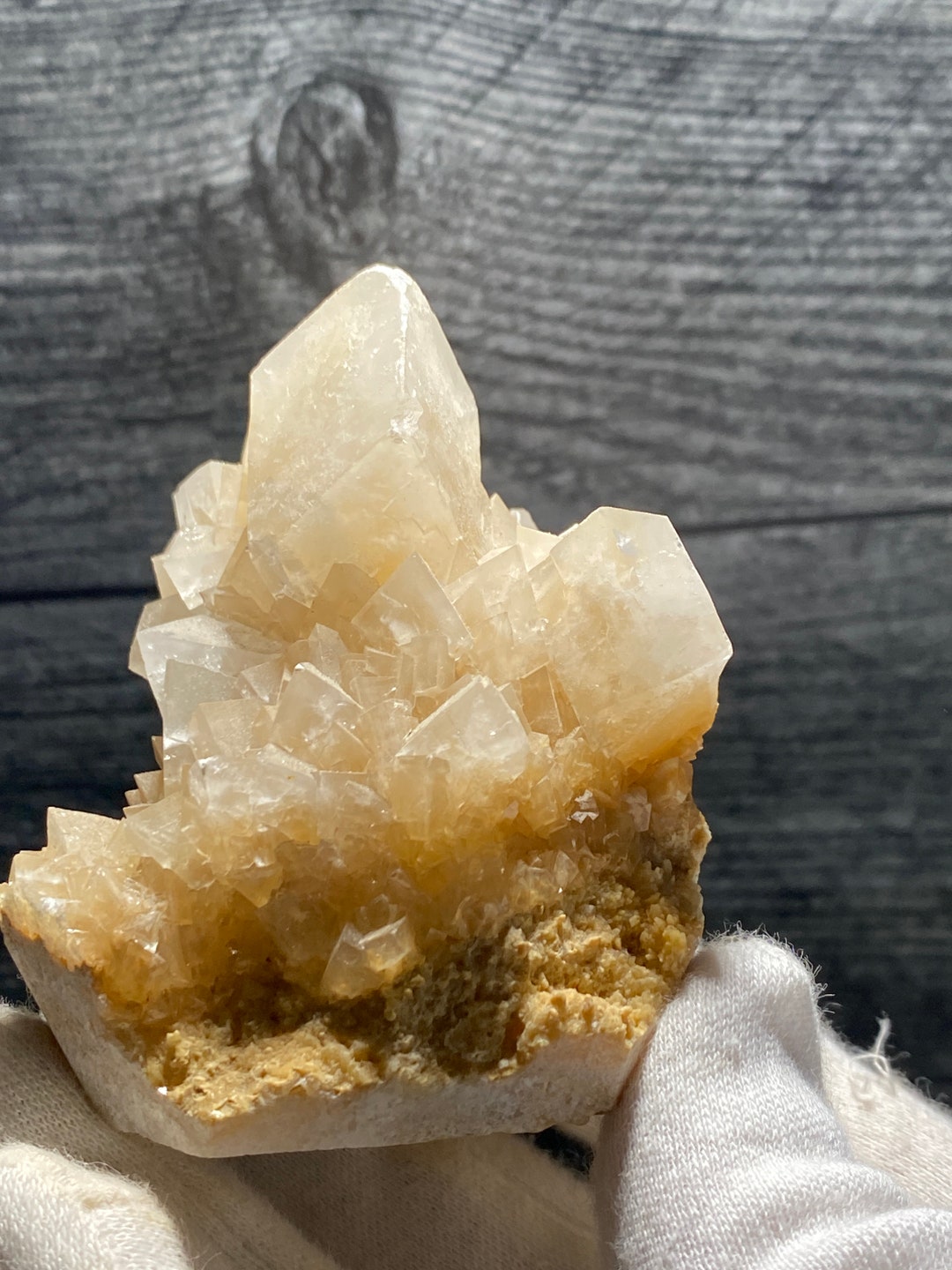 Yellow Orange Rhombic Calcite Crystal Clusters on Matrix Mineral ...