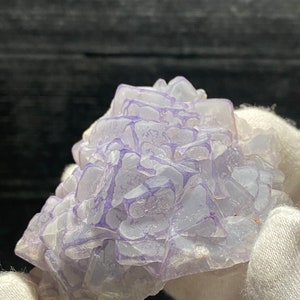 Purple QR Code Fluorite Crystal Clusters With Purple Edges on Matrix ...
