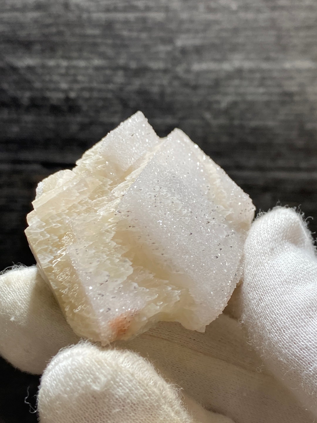 White Rhombic Calcite Crystal Clusters With Micro Sugar Quartz on ...