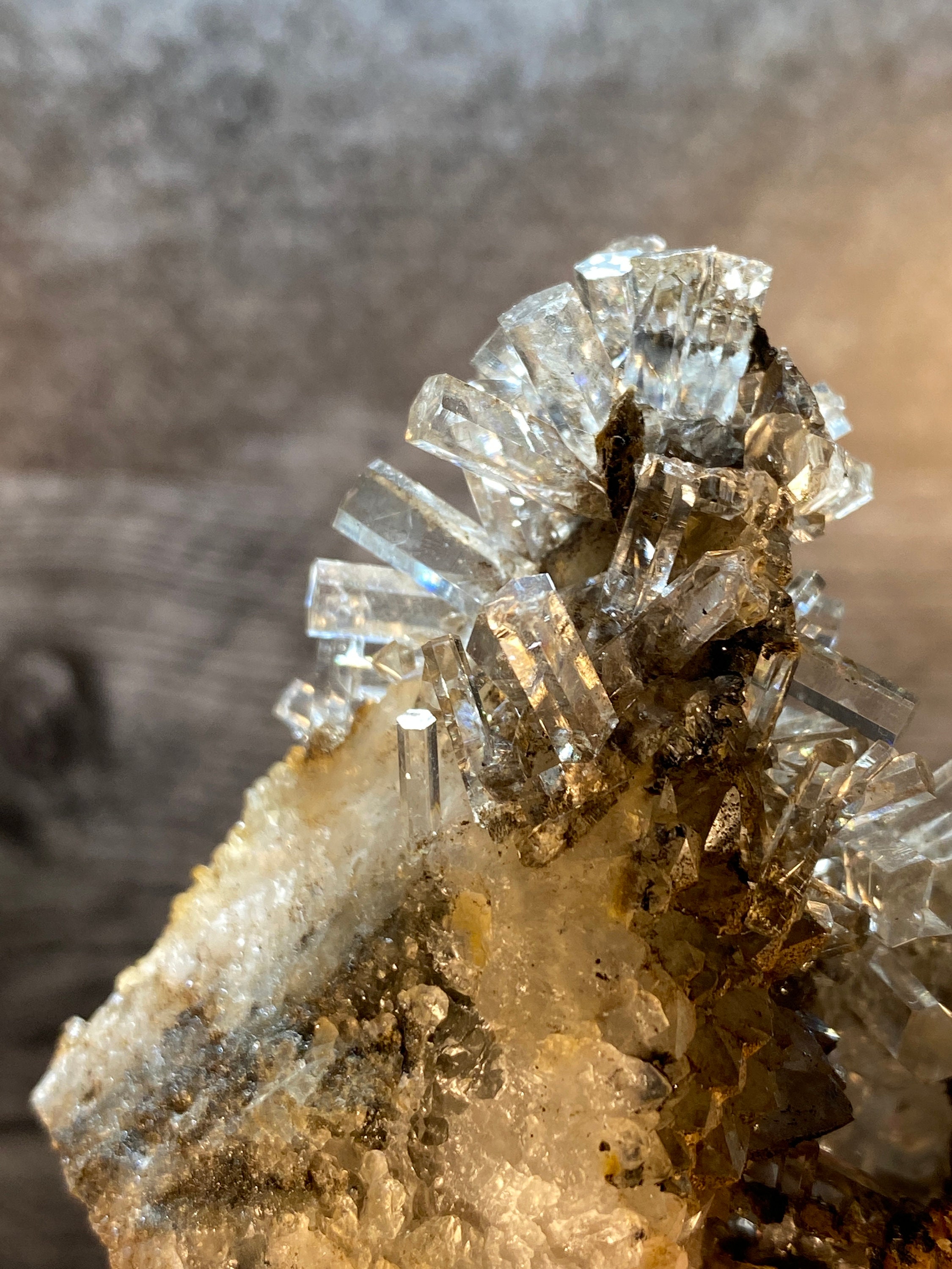 Columnar Calcite Crystal Clusters on Matrix | Hexagonal Clear Optical ...