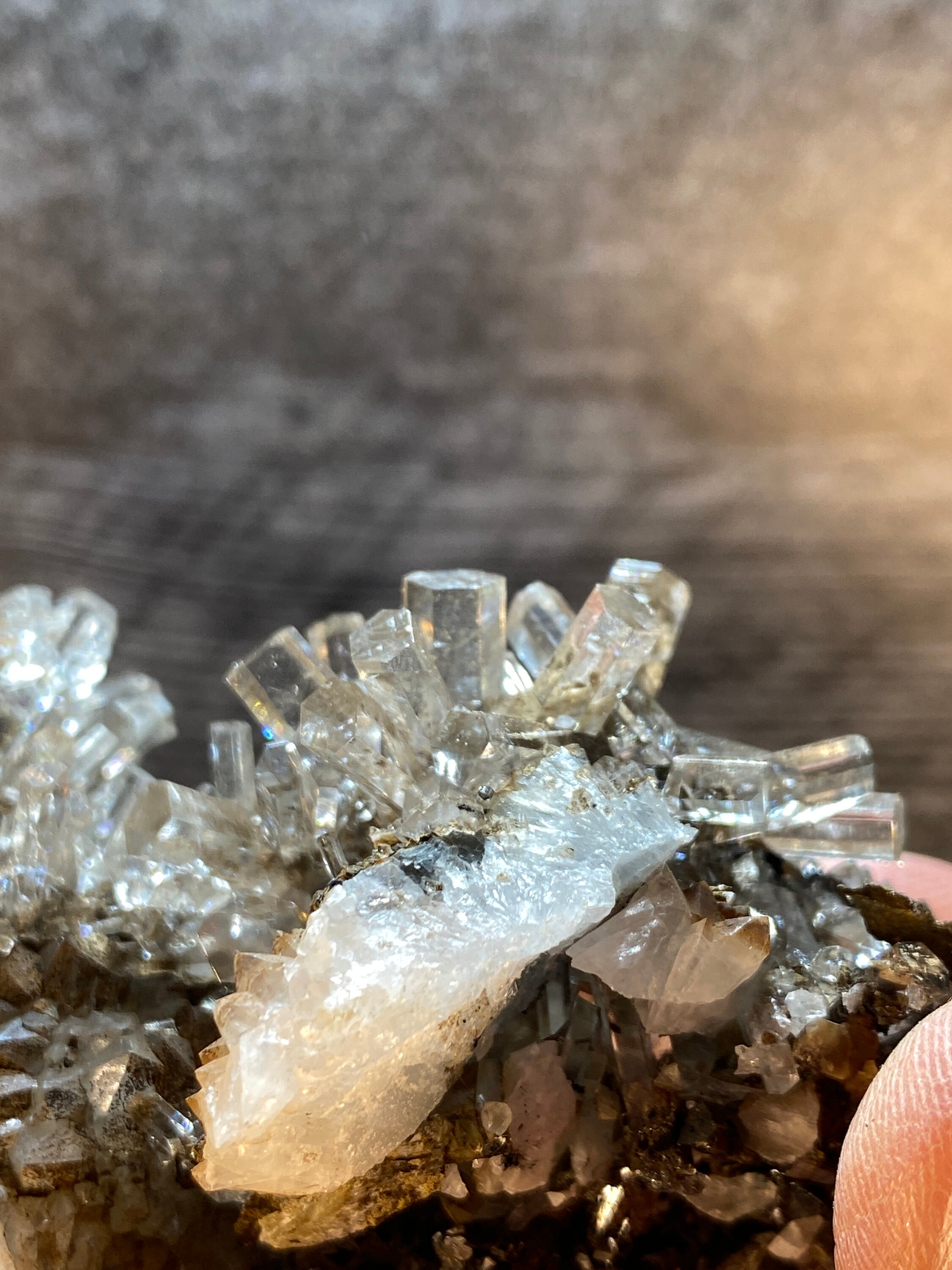 Columnar Calcite Crystal Clusters on Matrix | Hexagonal Clear Optical ...
