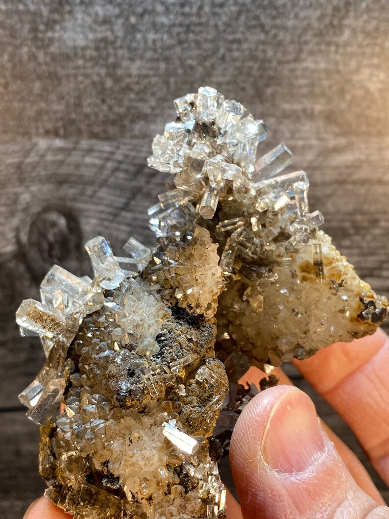 Columnar Calcite Crystal Clusters on Matrix | Hexagonal Clear Optical ...