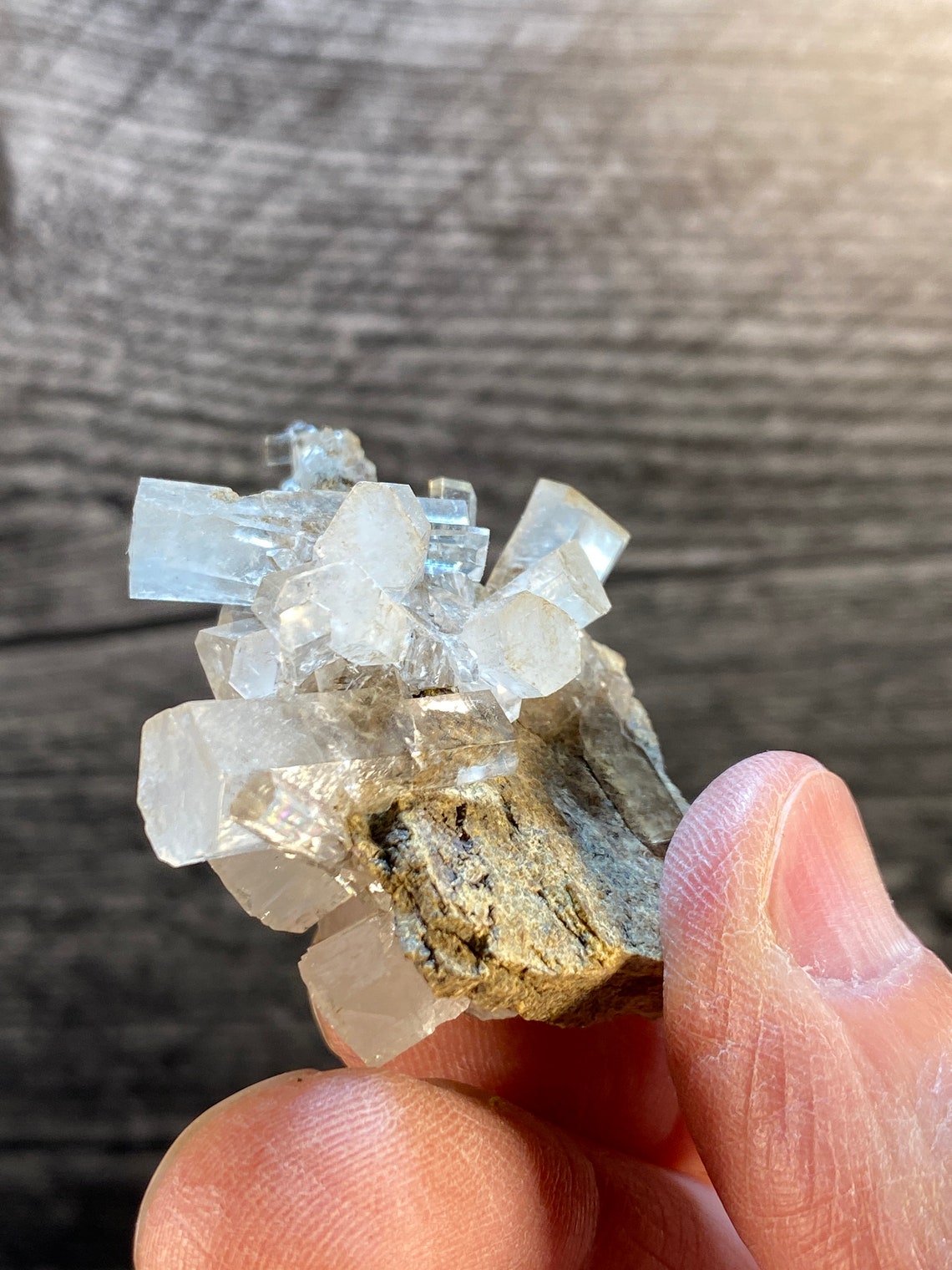 Columnar Calcite Crystal Clusters on Matrix | Hexagonal Clear Calcite ...