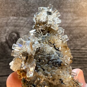 Columnar Calcite Crystal Clusters on Matrix | Hexagonal Clear Optical ...