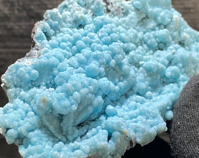 Blue Botryoidal Gibbsite Mineral on Matrix With White Aragonite Trace ...